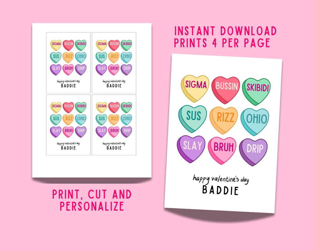 Valentines Day Card, Funny Kids Slang, Gen Alpha Slang, Candy Hearts ...