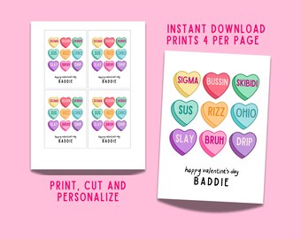 Valentines Day Card, Funny Kids Slang, Gen Alpha Slang, Candy Hearts ...