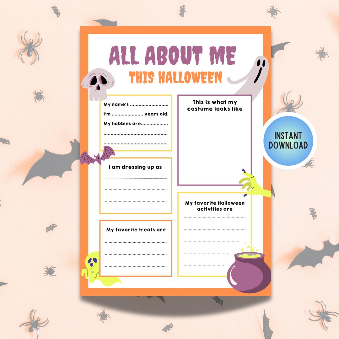Halloween Worksheet, Halloween All About Me Assignment, Teacher ...