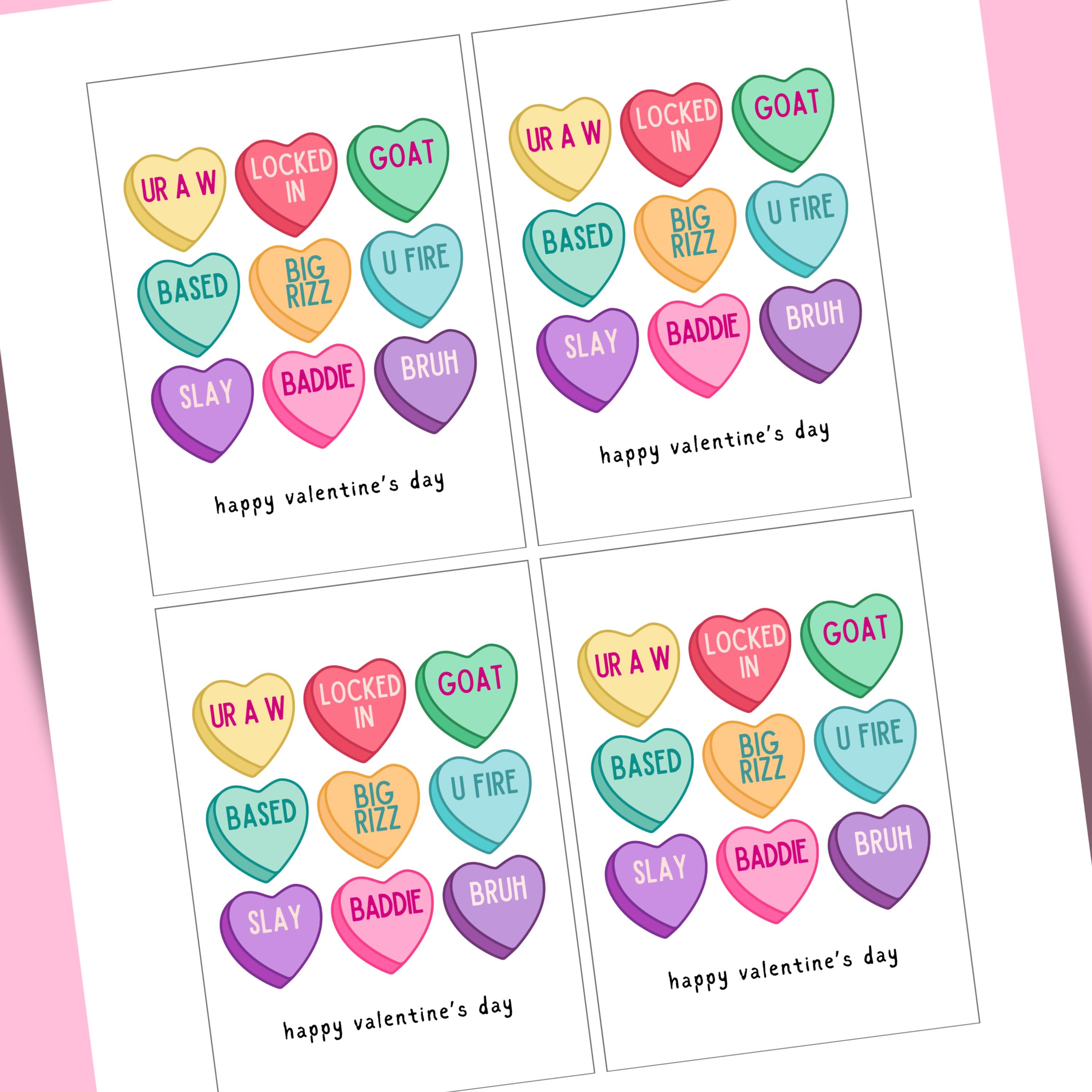 Valentines Day Card, Funny Classroom Valentines, Gen Alpha Kids Slang ...