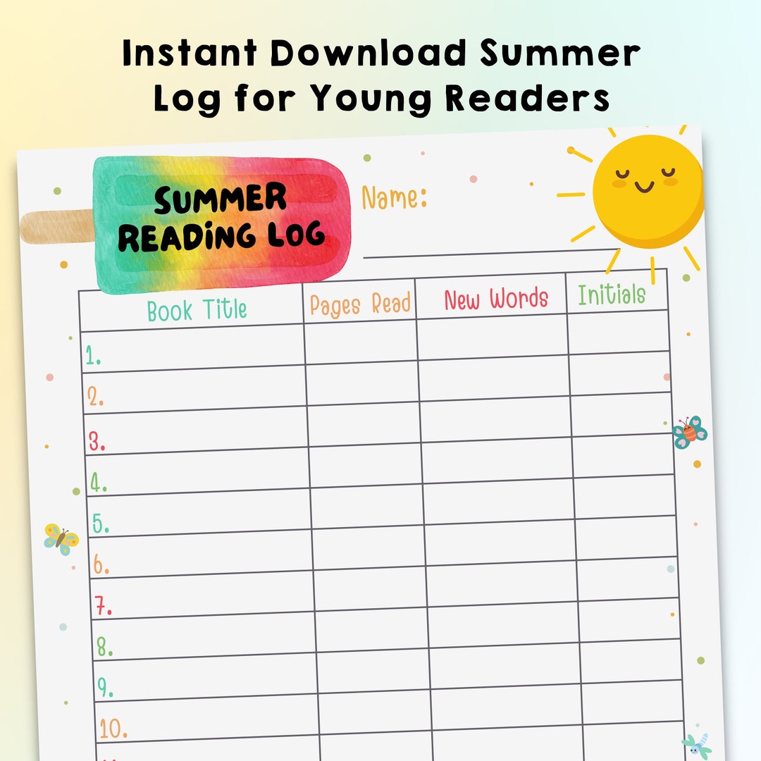 Summer Reading Log, Kindergarten Summer Reading List, Pre-k, Kinder ...