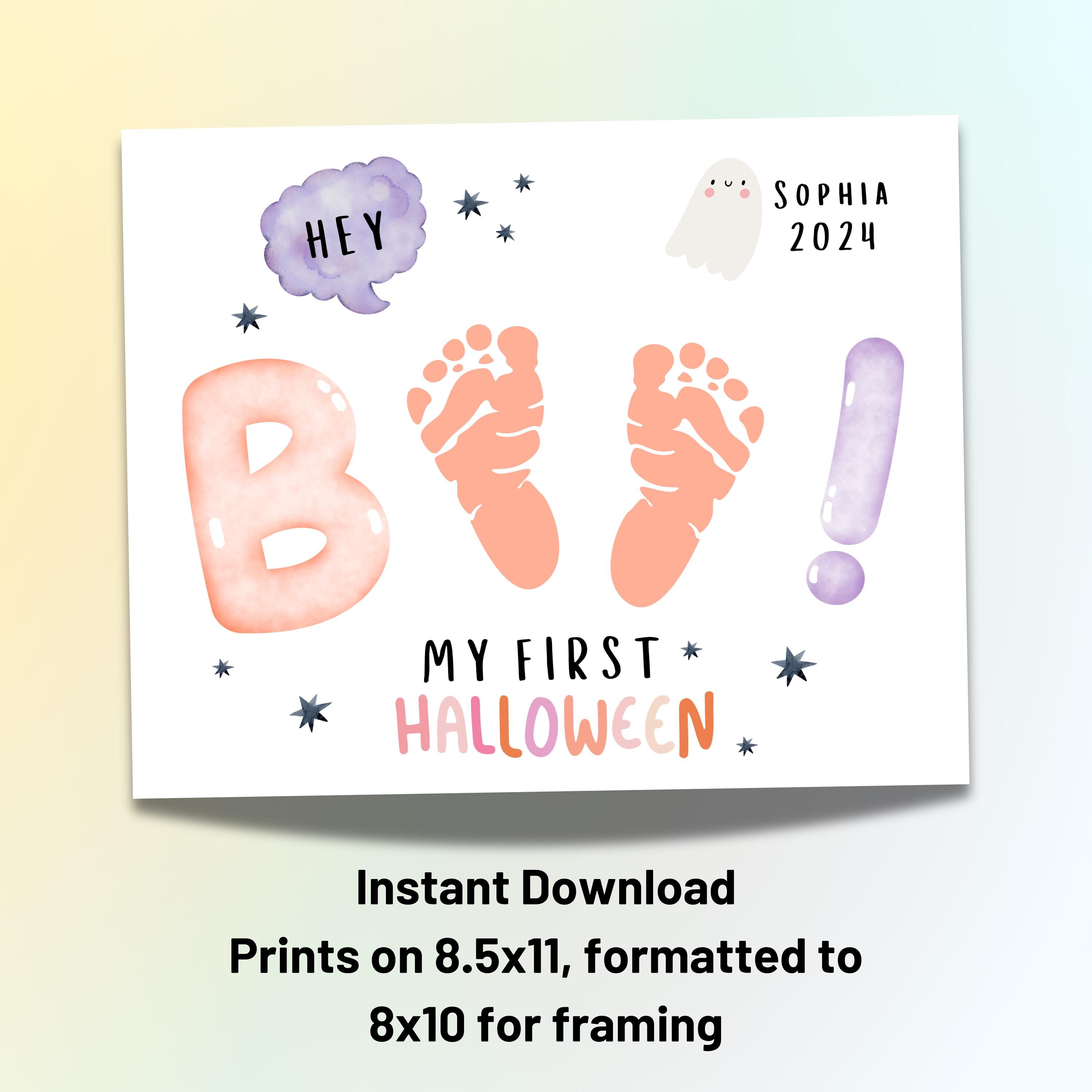 Halloween Handprint Craft, Baby's First Halloween, Newborn Footprint ...