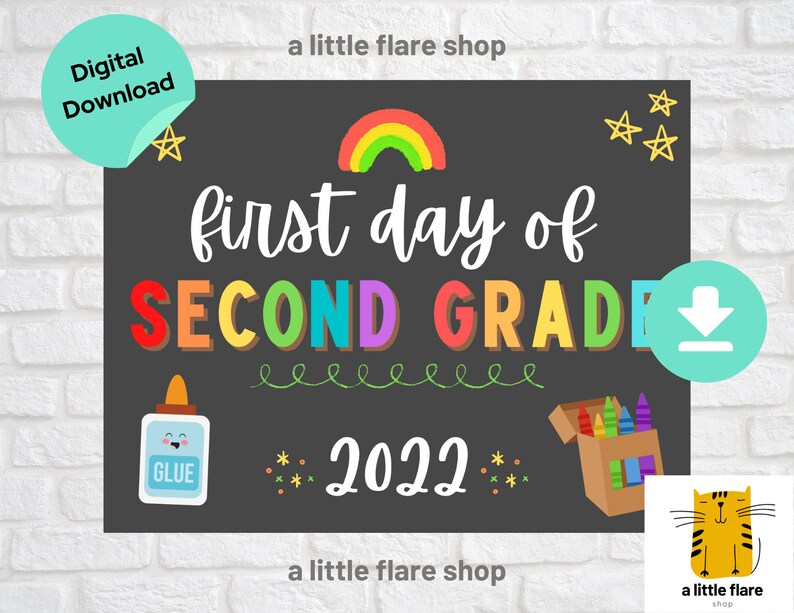 Printable First Day of 2nd Grade Sign Digital PDF Download - Etsy
