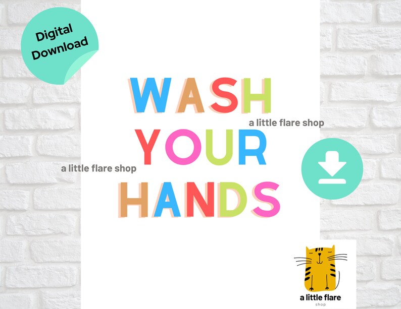 Wash Your Hands Sign Printable Classroom Rules Hand Washing - Etsy