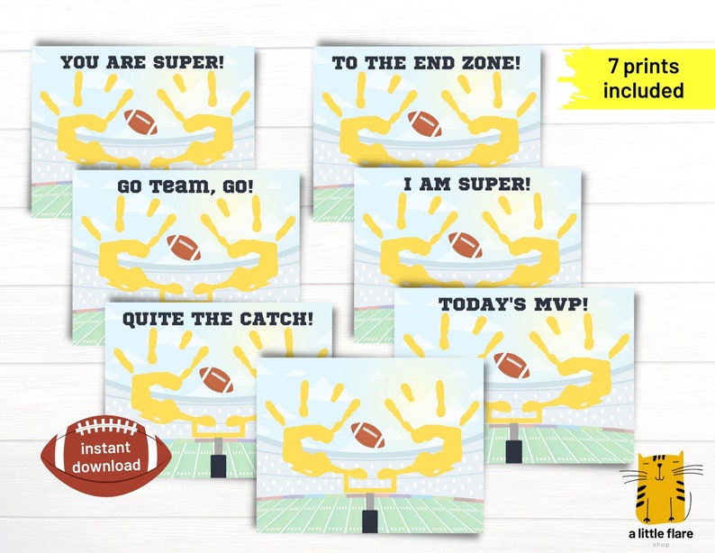 Football Handprint Craft, Handprint Art, Football Games, Fall Season ...