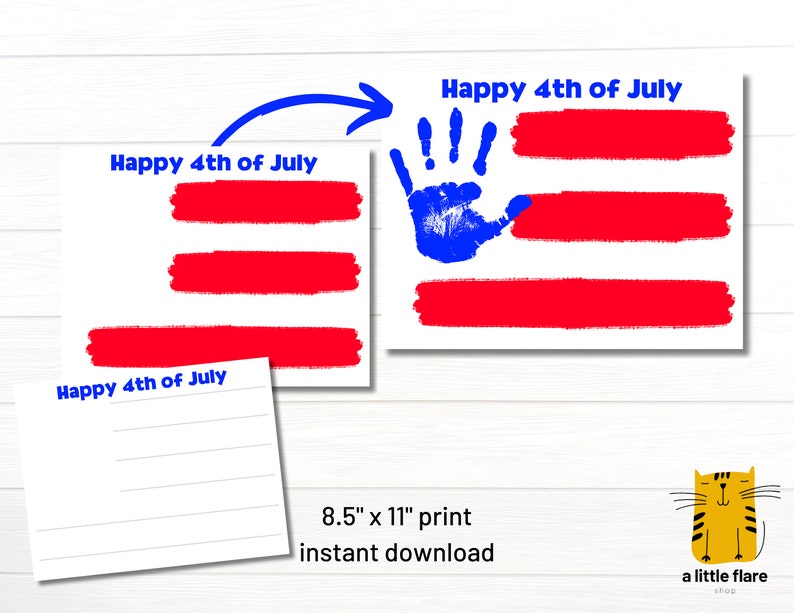 4th of July Handprint Craft, Happy 4th of July, American Flag Handprint ...