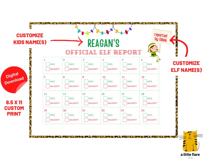 Elf Report Card Elf Official Report Custom Digital File - Etsy