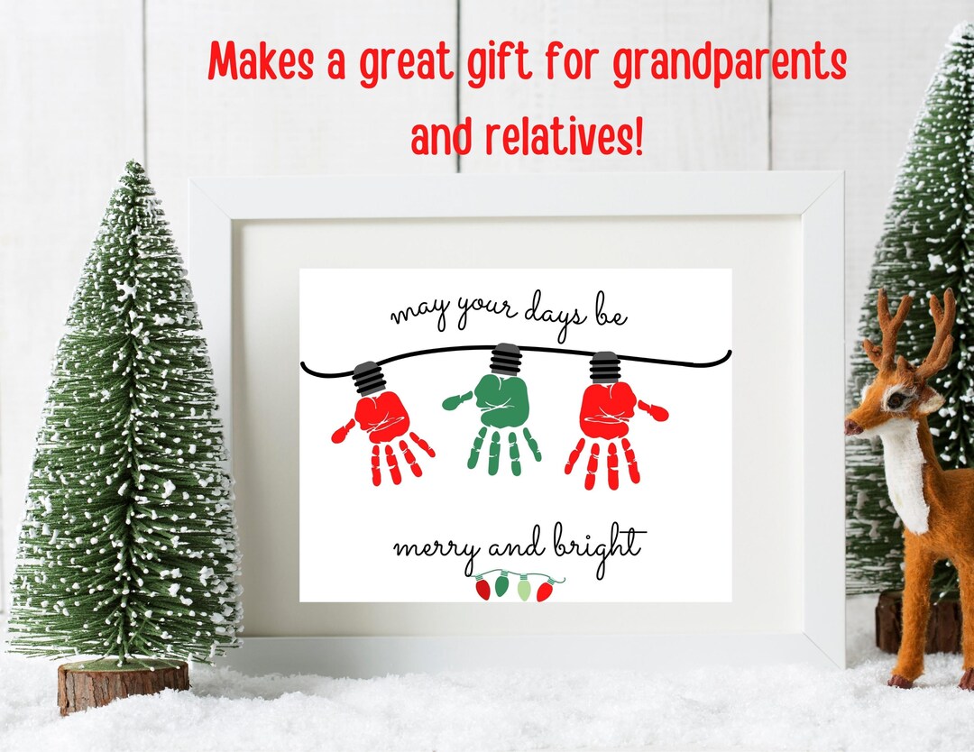 Christmas Handprint Craft, Merry and Bright, Printable Christmas Lights ...