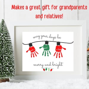 Christmas Handprint Craft, Merry and Bright Baby Keepsake Printable ...