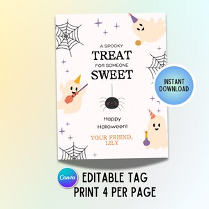 Editable Halloween Tags, Spooky Treat for Someone Sweet, Candy Gift ...