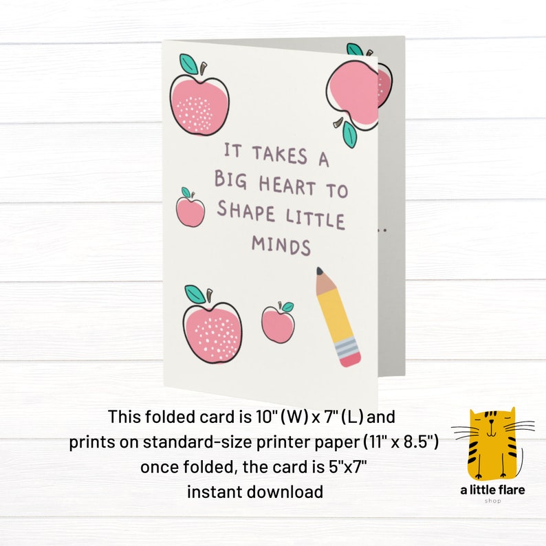 Teacher Thank You Card End of Year Card Printable - Etsy