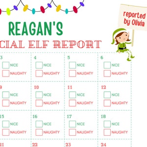 Elf Report Card, Elf Official Report, Custom Digital File, Christmas ...