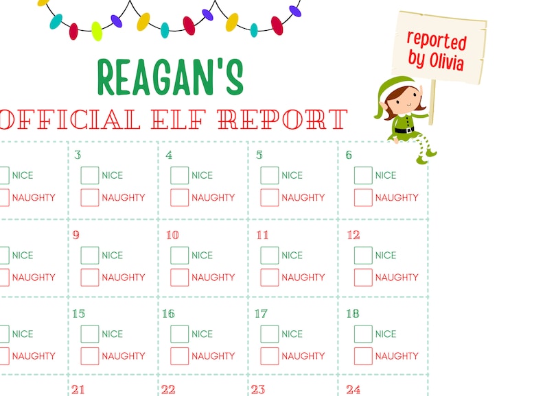 Elf Report Card Elf Official Report Custom Digital File - Etsy