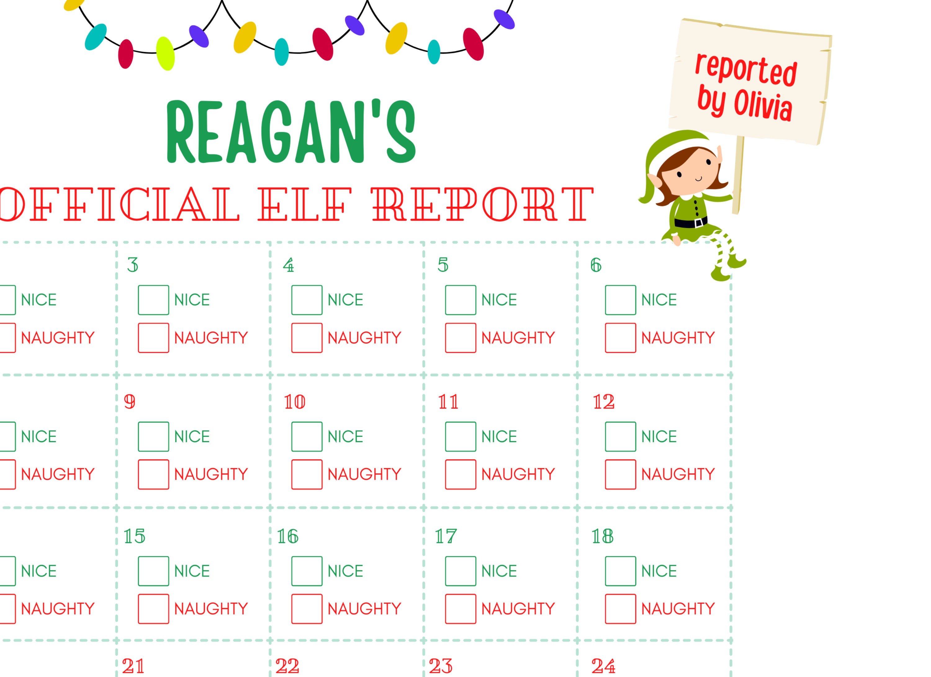 Elf Report Card Elf Official Report Custom Digital File - Etsy