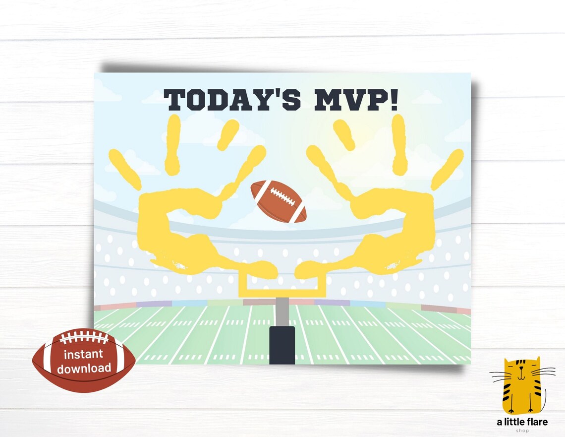 Football Handprint Craft, Handprint Art, Back to School Football Games ...