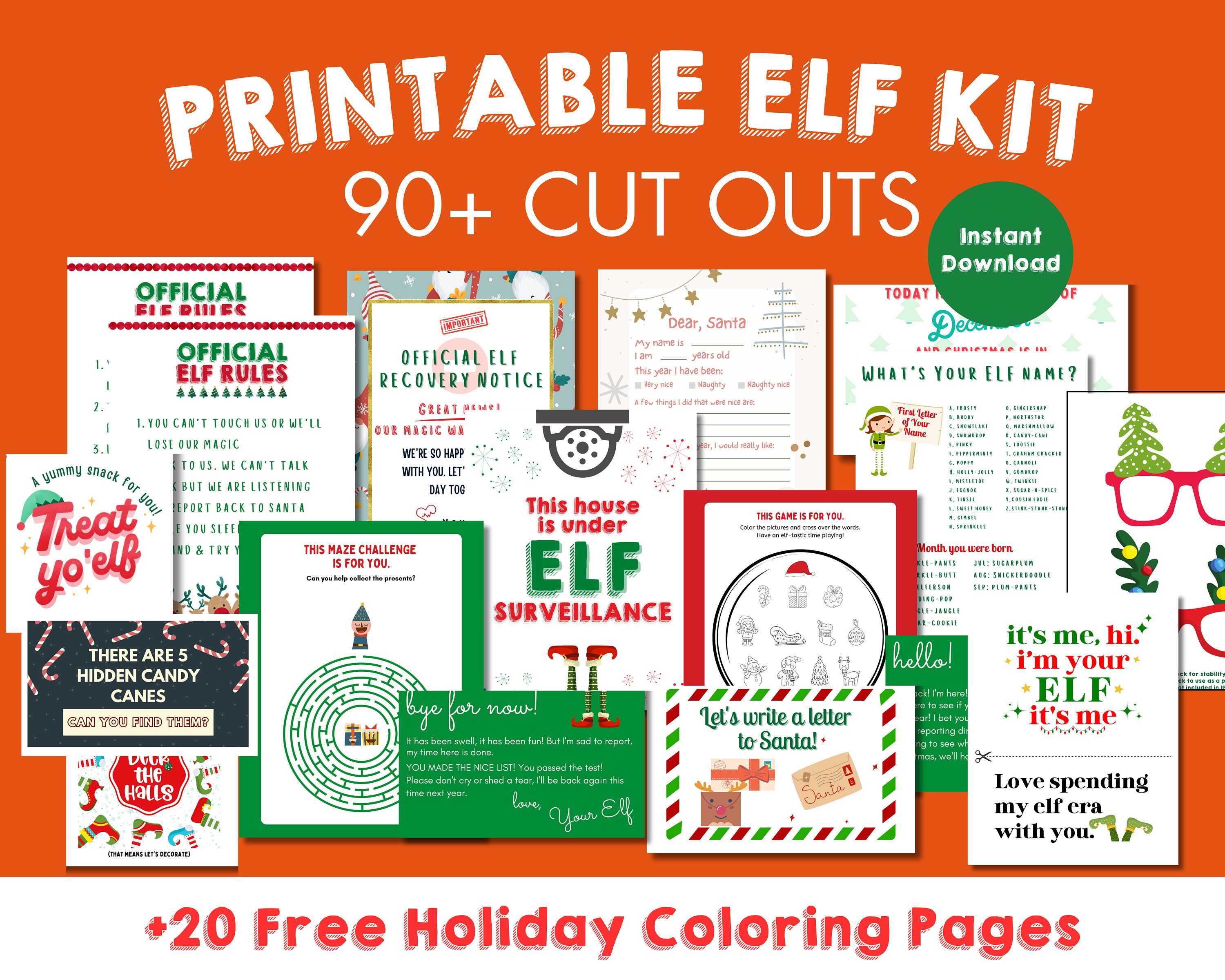 Printable Elf Kit, Christmas Elf Kit, 90 Elf Props, 60 Page Elf ...