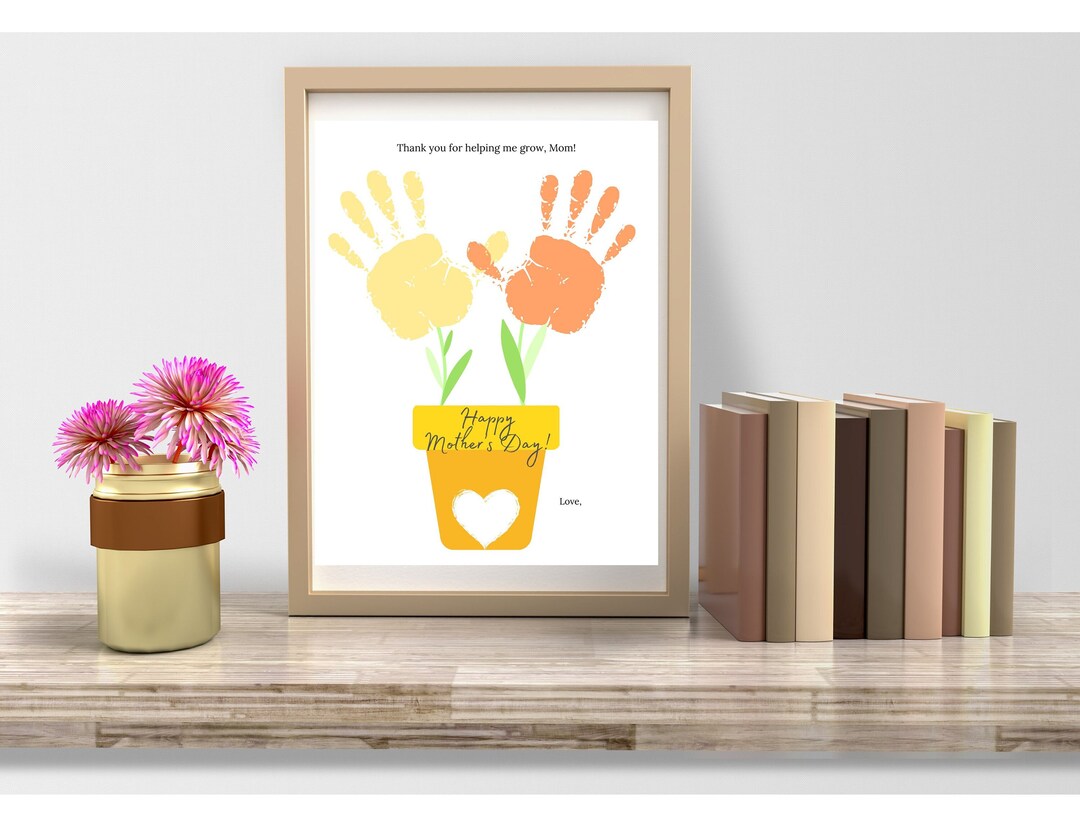 Mothers Day Gift, Printable Handprint Art, Flower Handprint Craft Gift ...