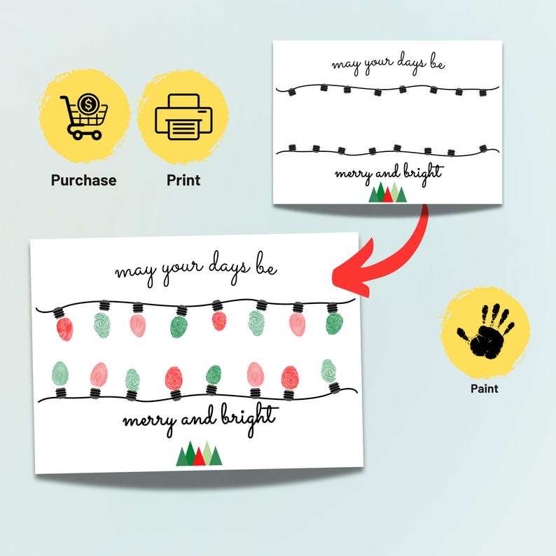Printable Christmas Card, Nana Gift, Handprint Christmas Card, Merry ...