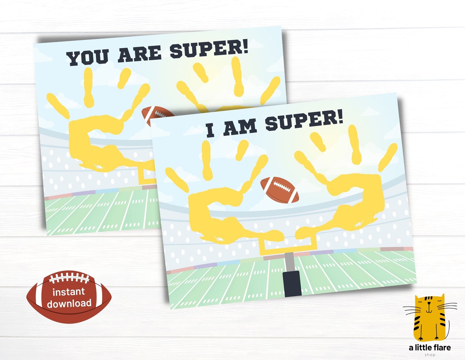 Football Handprint Craft, Handprint Art, Back to School Football Games ...