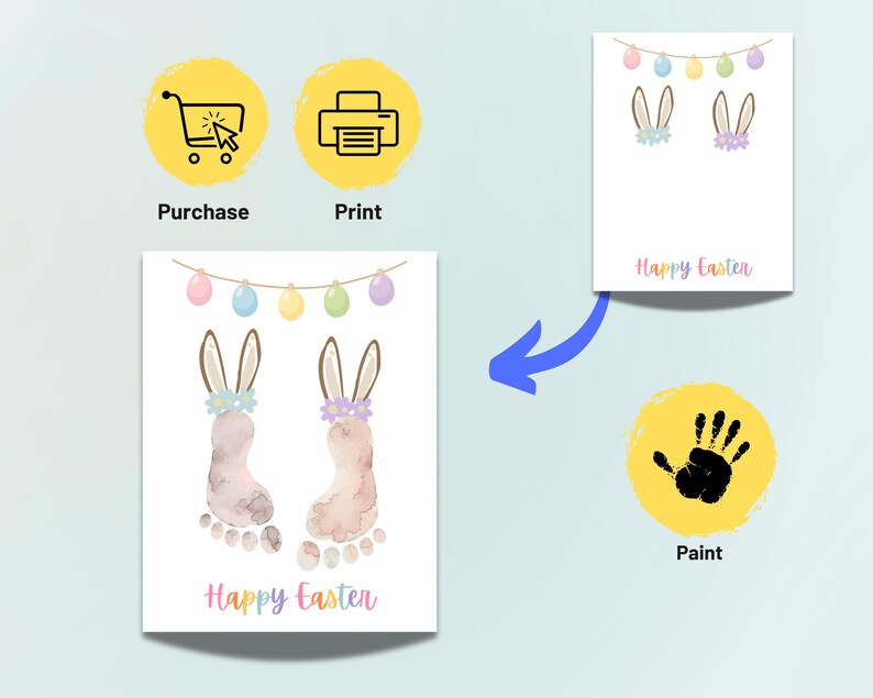 Easter Handprint Craft, Printable Keepsake for Kids, Hoppy Easter Bunny ...