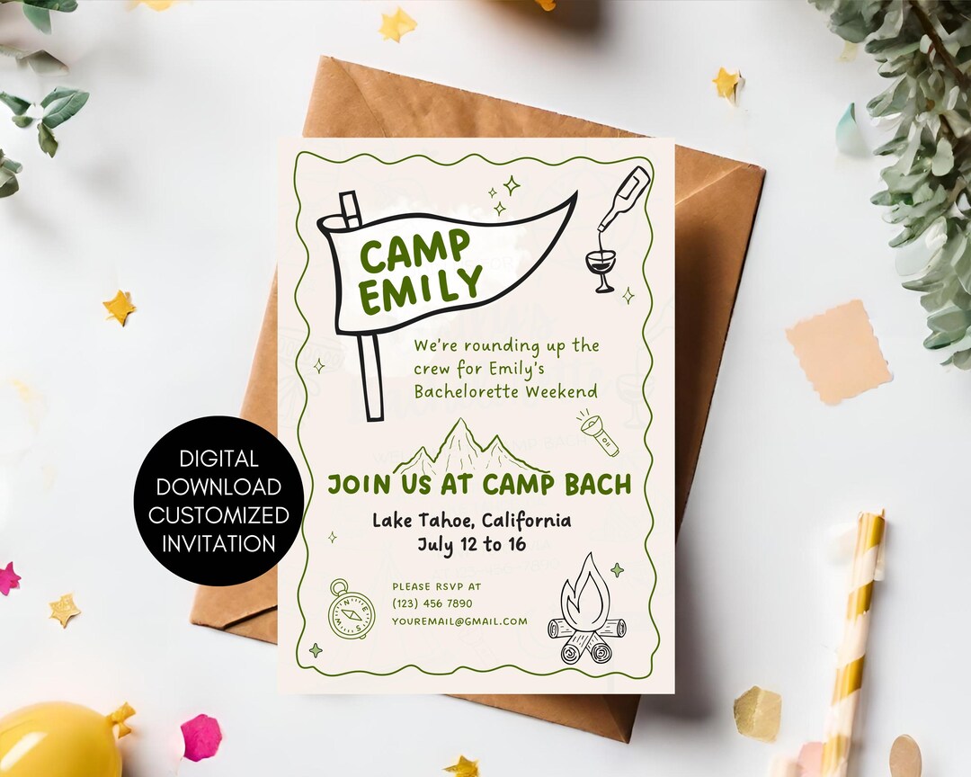 Camp Bach Invite, Bachelorette Itinerary, Girls Gone Mild Outdoorsy ...