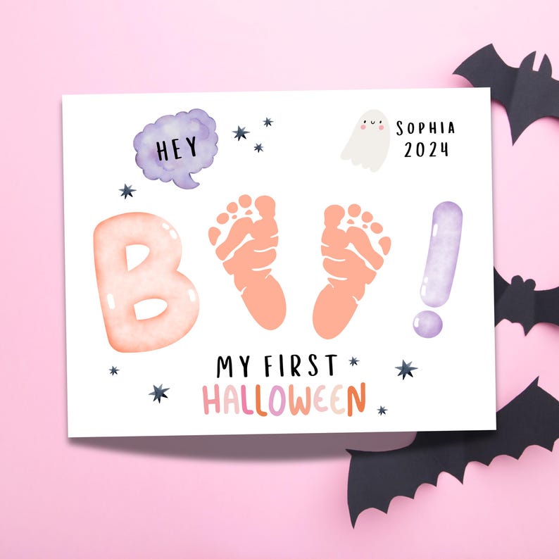 Halloween Handprint Craft, Baby's First Halloween, Newborn Footprint ...