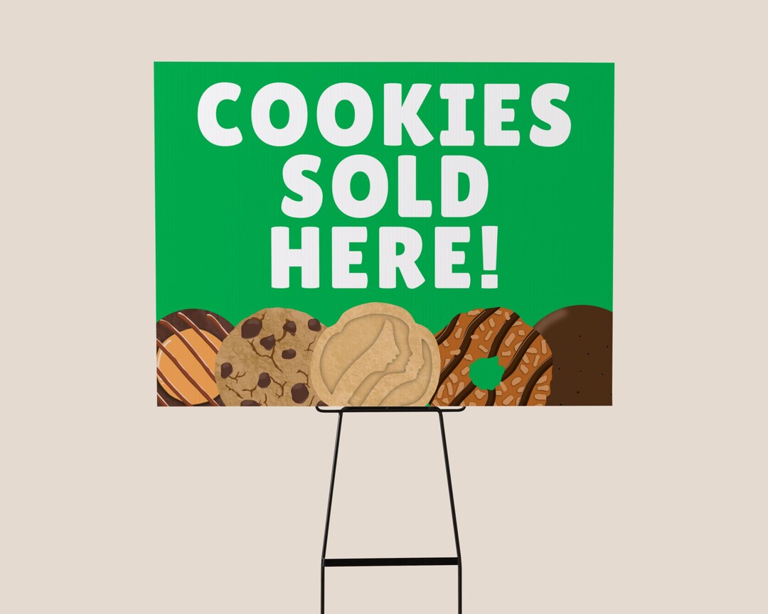 Scout Cookies Sold Here Sign, Fundraiser Cookie Season Lawn Yard Sign ...