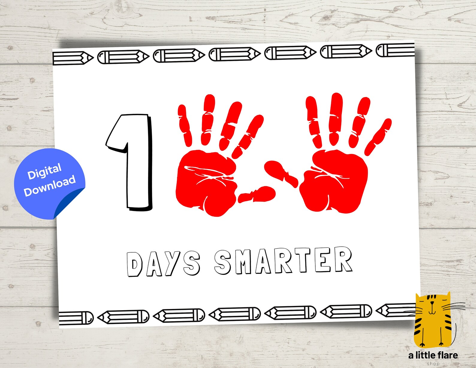 100 Days of School, Happy 100 Days, Printable Handprint Art, Teacher ...