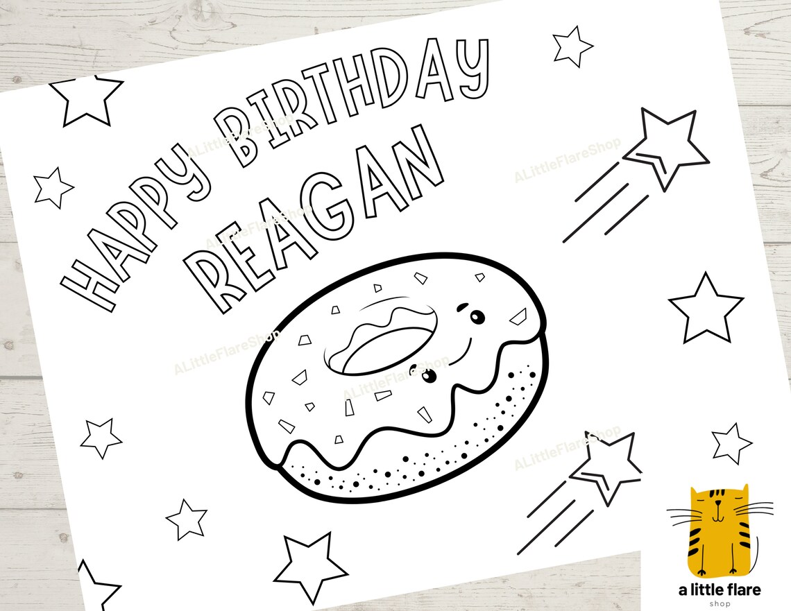 Donut Coloring Page Birthday Party Favor Kids Party Activity Game - Etsy