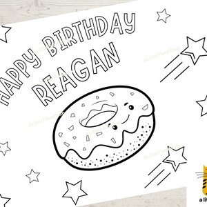 Donut Coloring Page Birthday Party Favor Kids Party Activity Game - Etsy