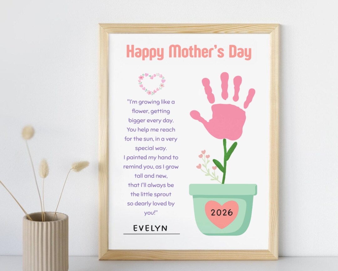 Mother's Day Handprint Craft Printable, Poem Keepsake From Kids ...