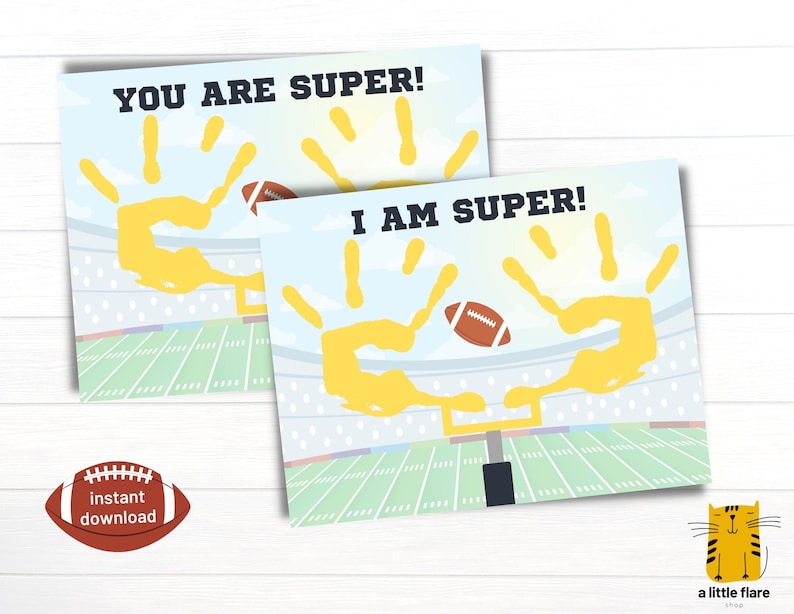 Football Handprint Craft, Handprint Art, Back to School Football Games ...