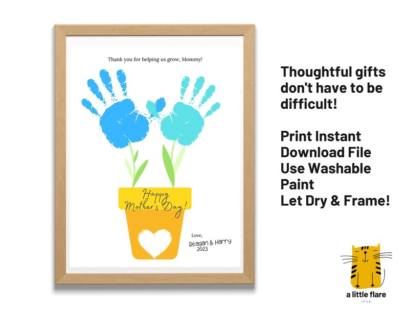 Mothers Day Gift, Printable Handprint Art, Flower Handprint Craft Gift ...
