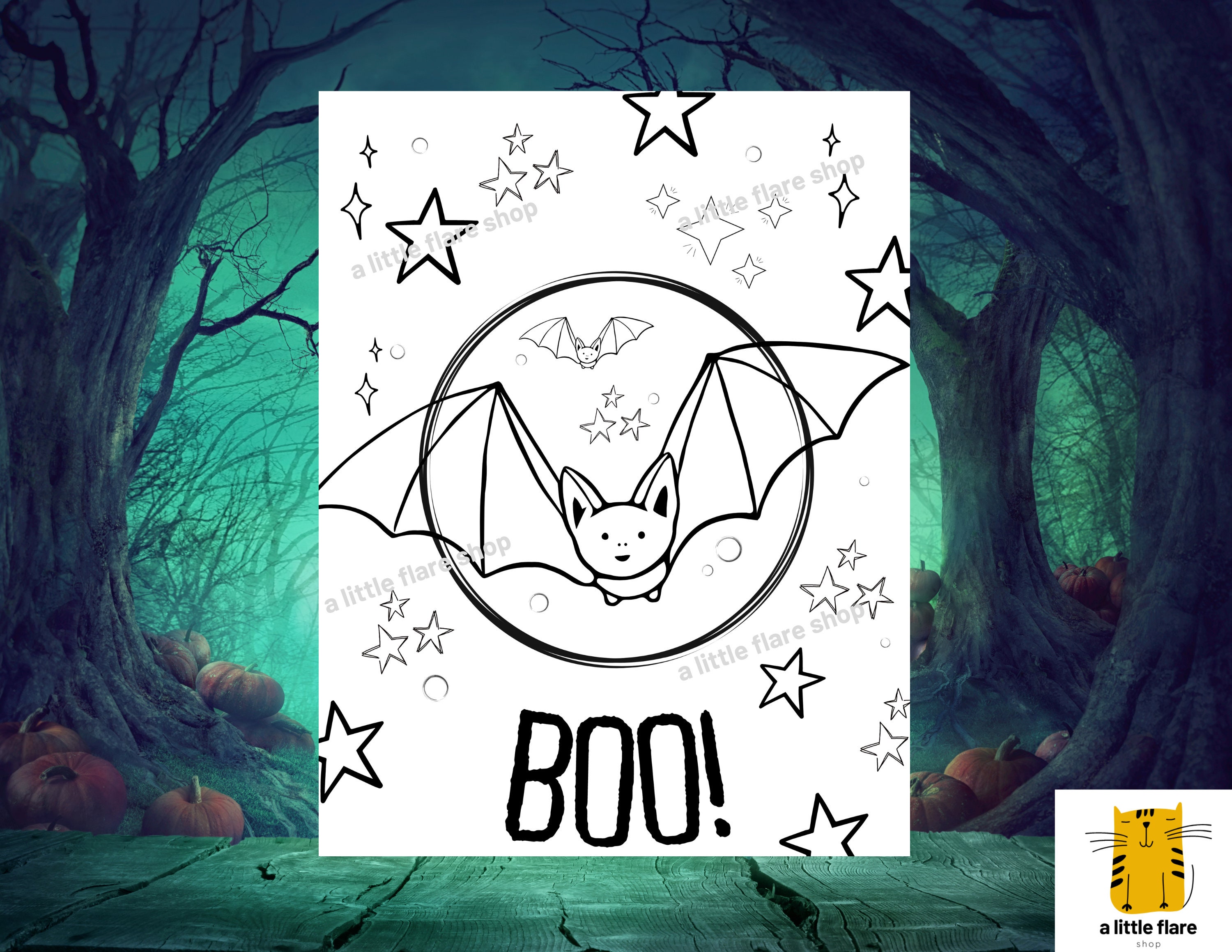Halloween Coloring, 7 Page Bundle, 1 Custom Page With Name, Spooky ...