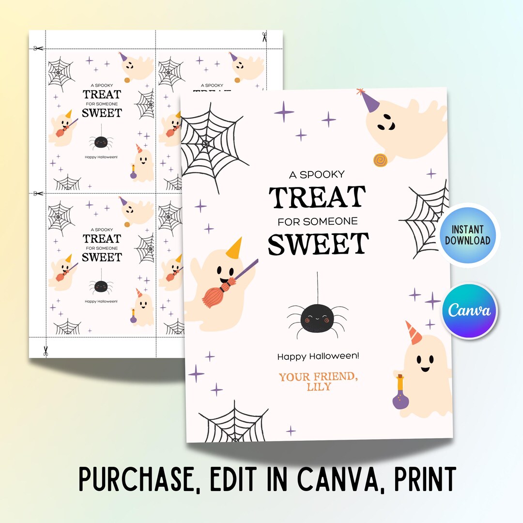 Editable Halloween Tags, Spooky Treat for Someone Sweet, Candy Gift ...