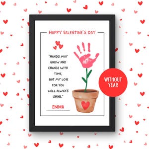 Valentine Handprint Craft for Kids, Flower Poem Keepsake, Printable ...