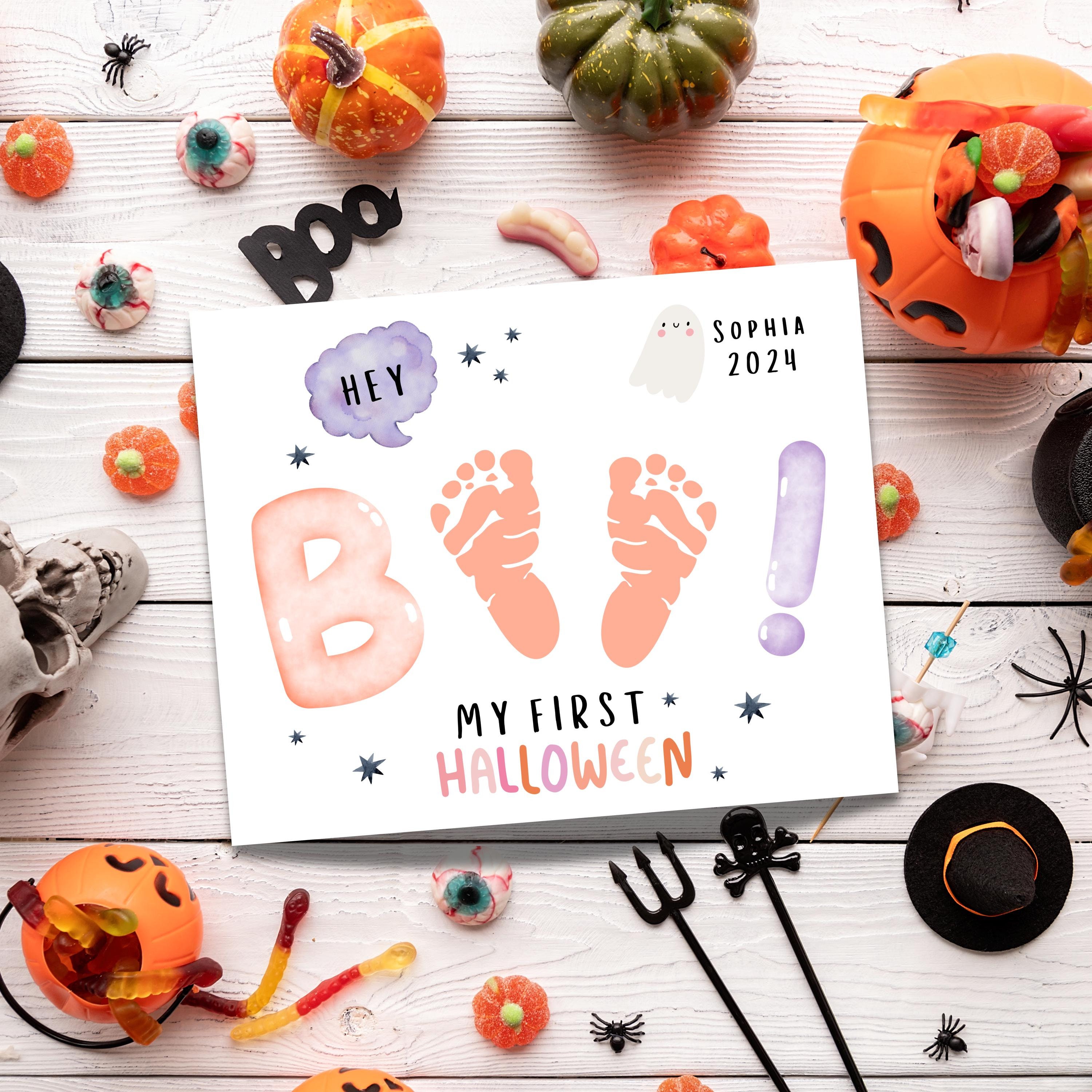 Halloween Handprint Craft, Baby's First Halloween, Newborn Footprint ...