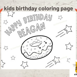 Donut Coloring Page Birthday Party Favor Kids Party Activity Game - Etsy