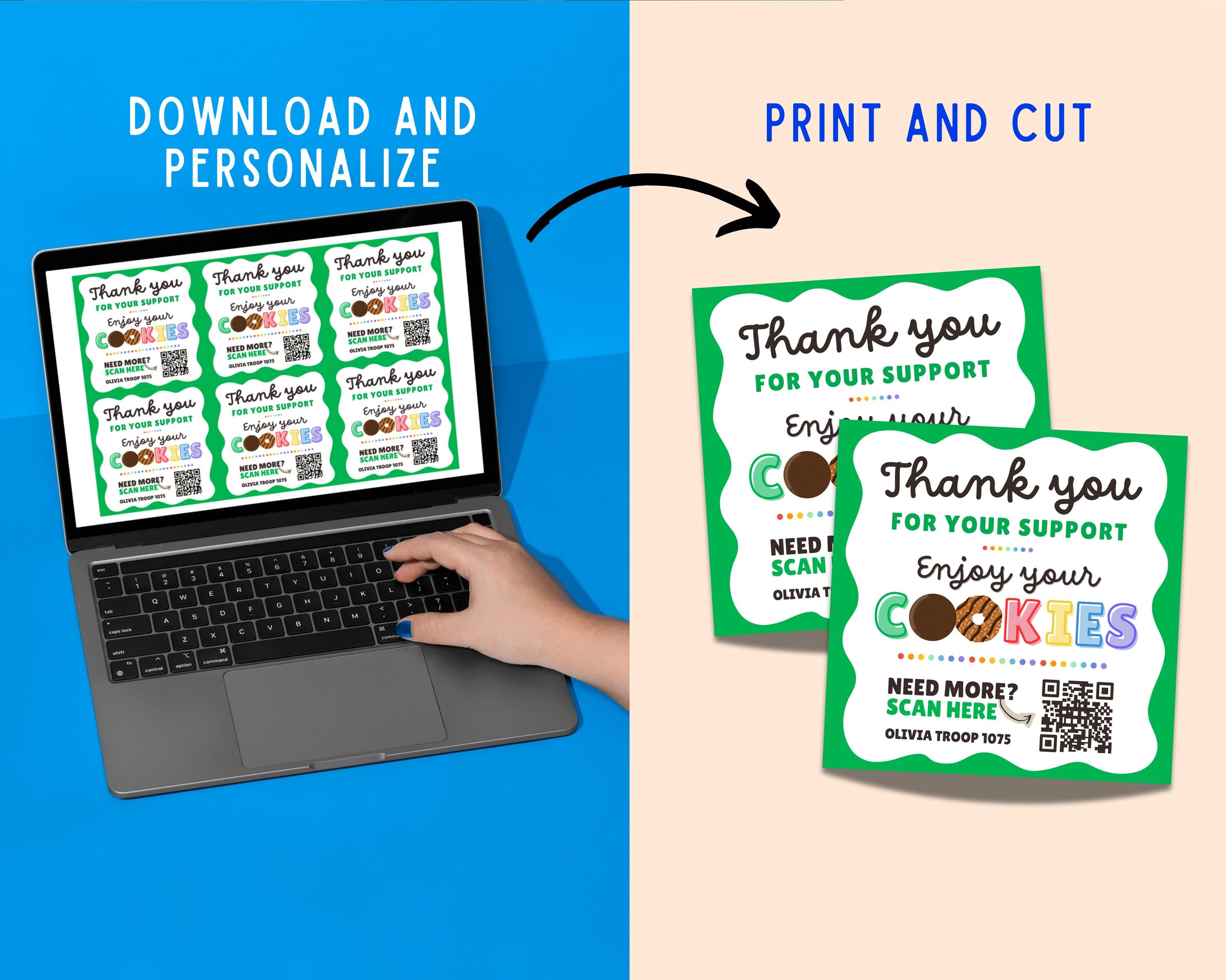 Scout Cookies Thank You Tag and QR Code Order More, Troop Personalized ...