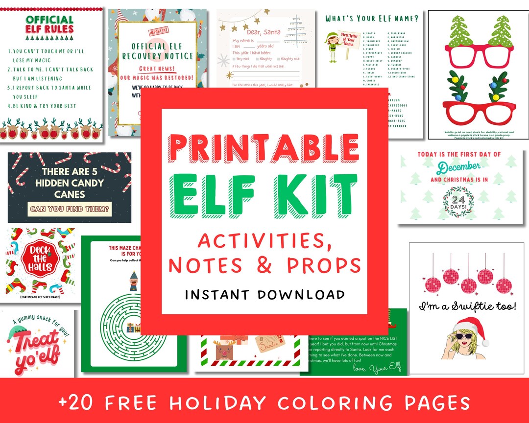 Printable Elf Kit, Christmas Elf Kit, 90+ Elf Props, 60 Page Elf ...