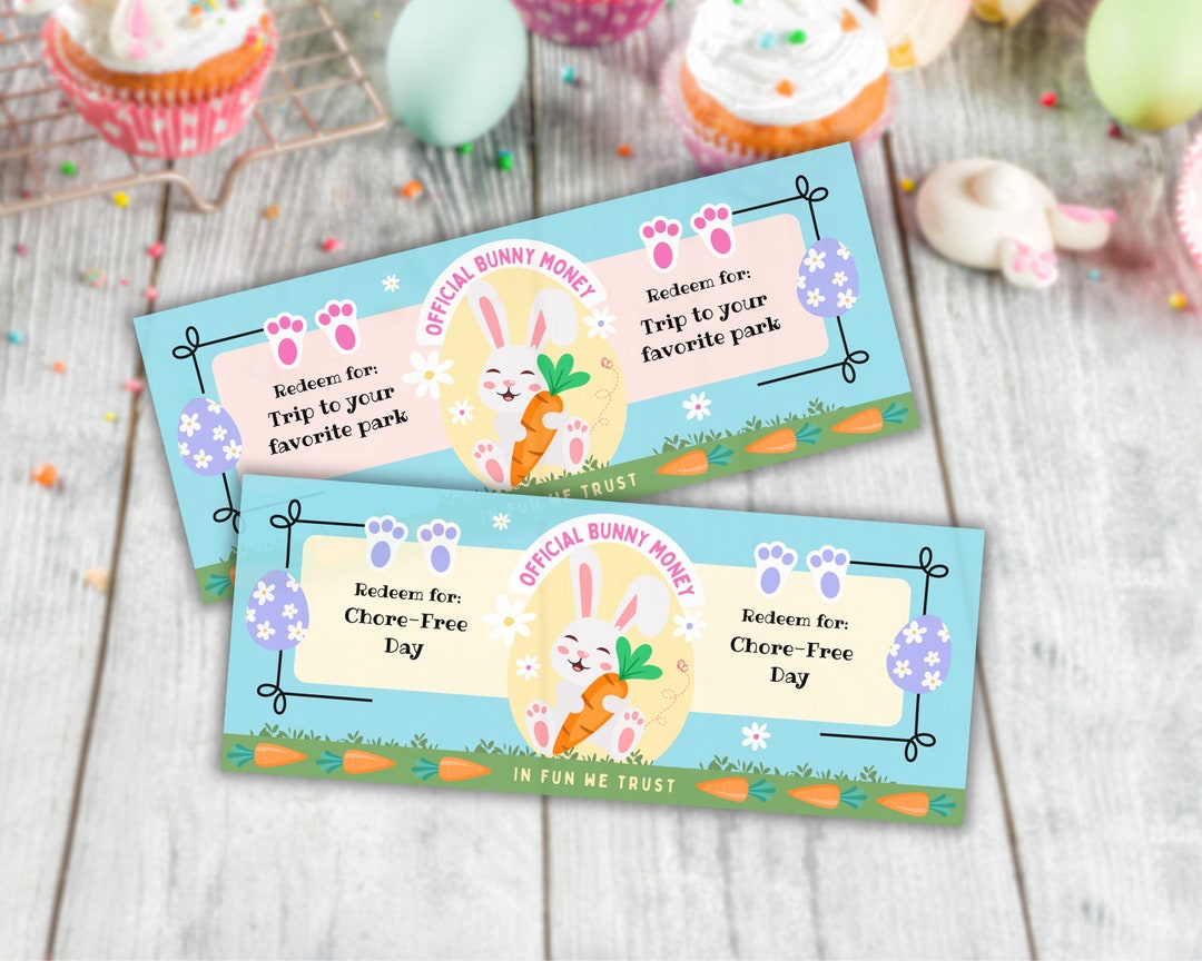 Bunny Money, Easter Bunny Bucks Printables, Easter Play Money, Easter ...