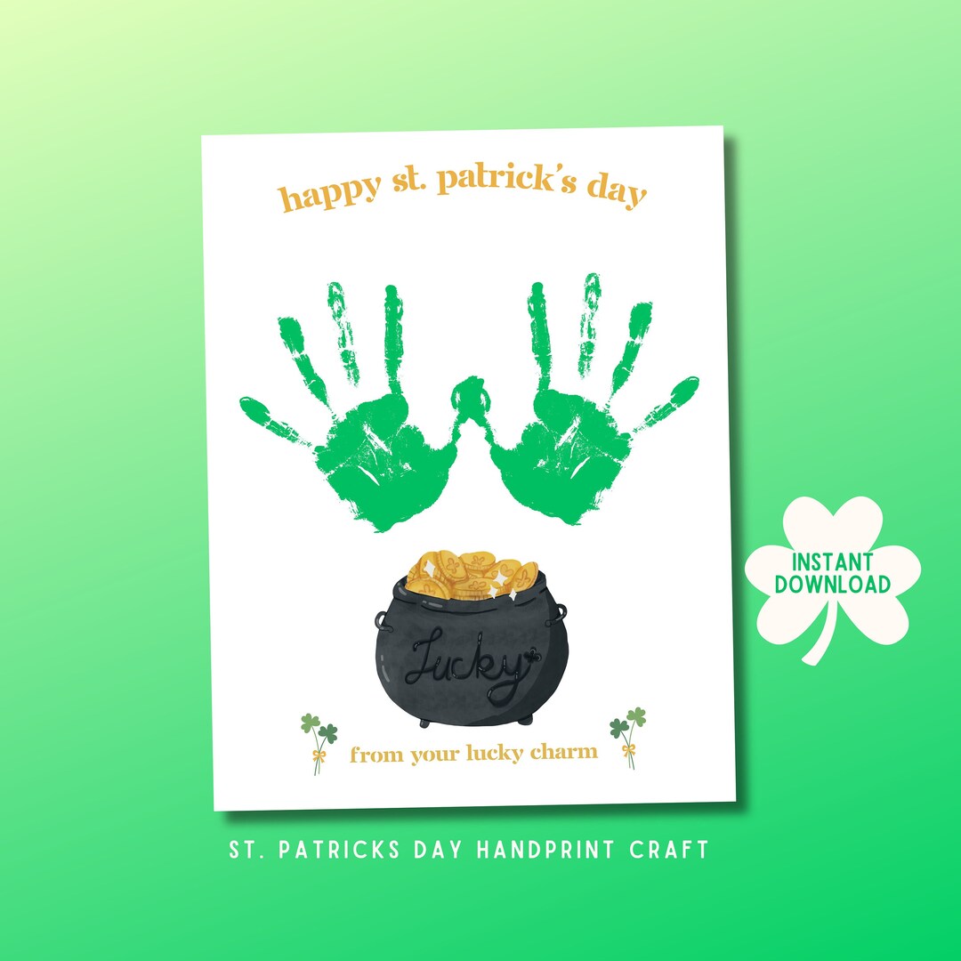 St. Patricks Day Handprint Craft, St Pattys Day Arts and Crafts, Kids ...