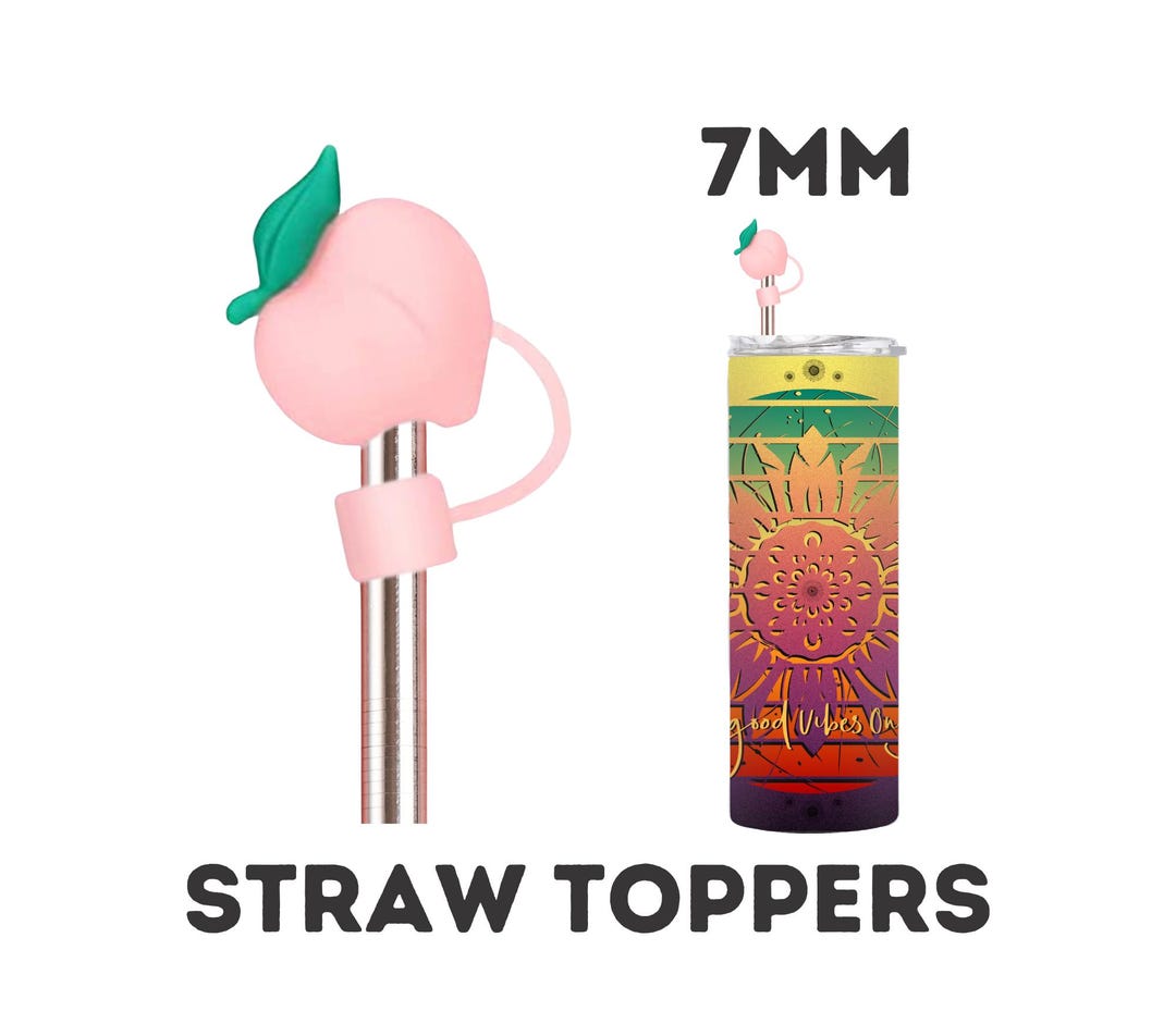 Peach Straw Topper, Straw Cover, Straw Charm, Straw Cap, Straw Topper ...