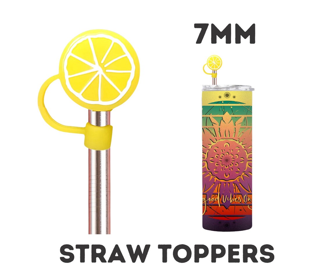 Lemon Fruit Straw Topper, Straw Cove, Lemon Slice Straw Topper, Straw ...