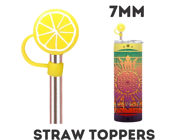 Lemon Fruit Straw Topper, Straw Cove, Lemon Slice Straw Topper, Straw ...