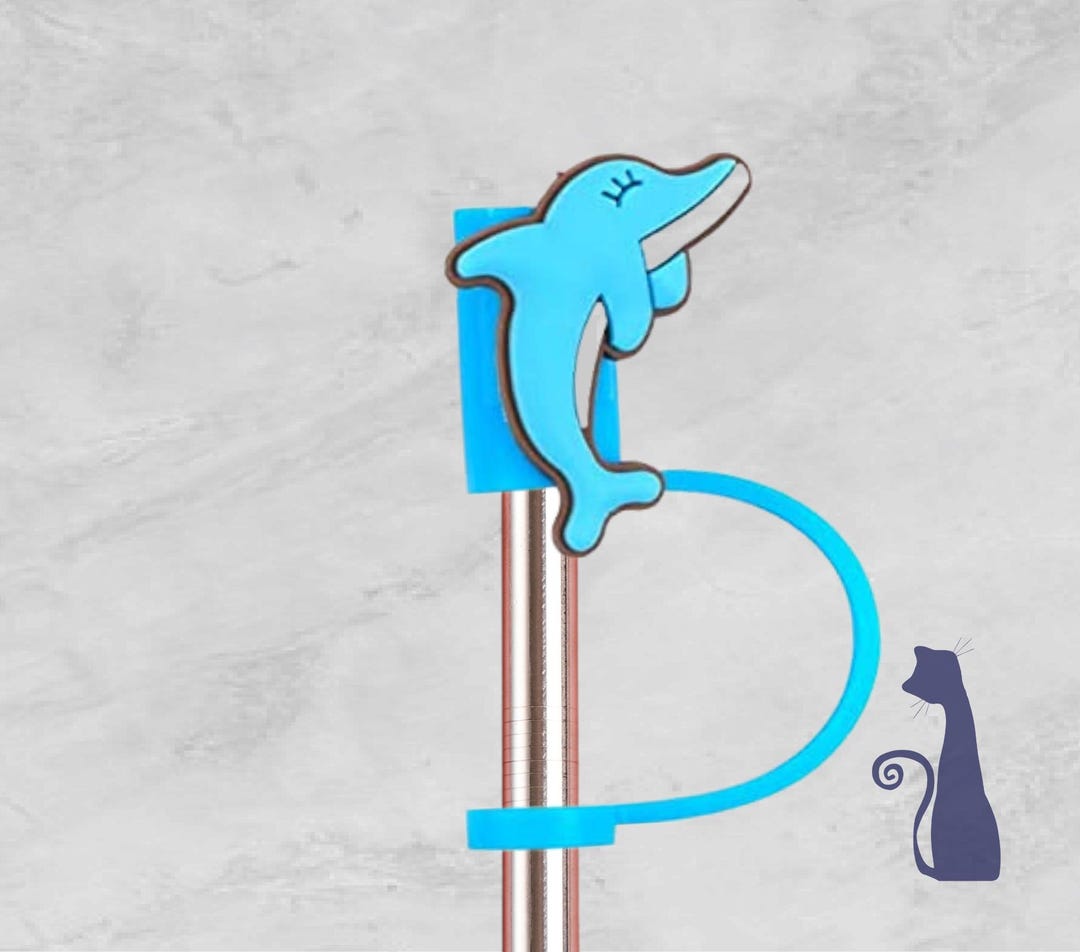 Dolphin Straw Topper: Silicone Straw Cover, Beach Vacation Giftstraw ...