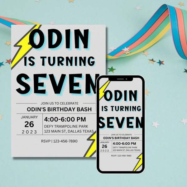 Lightning Bolt Invitation - Etsy