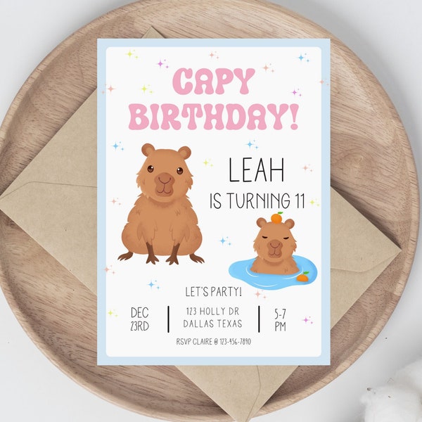 Capibara invitacion - Etsy México