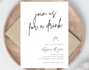 Editable Colourful Cocktail Hour Invitation for Cocktail - Etsy Canada