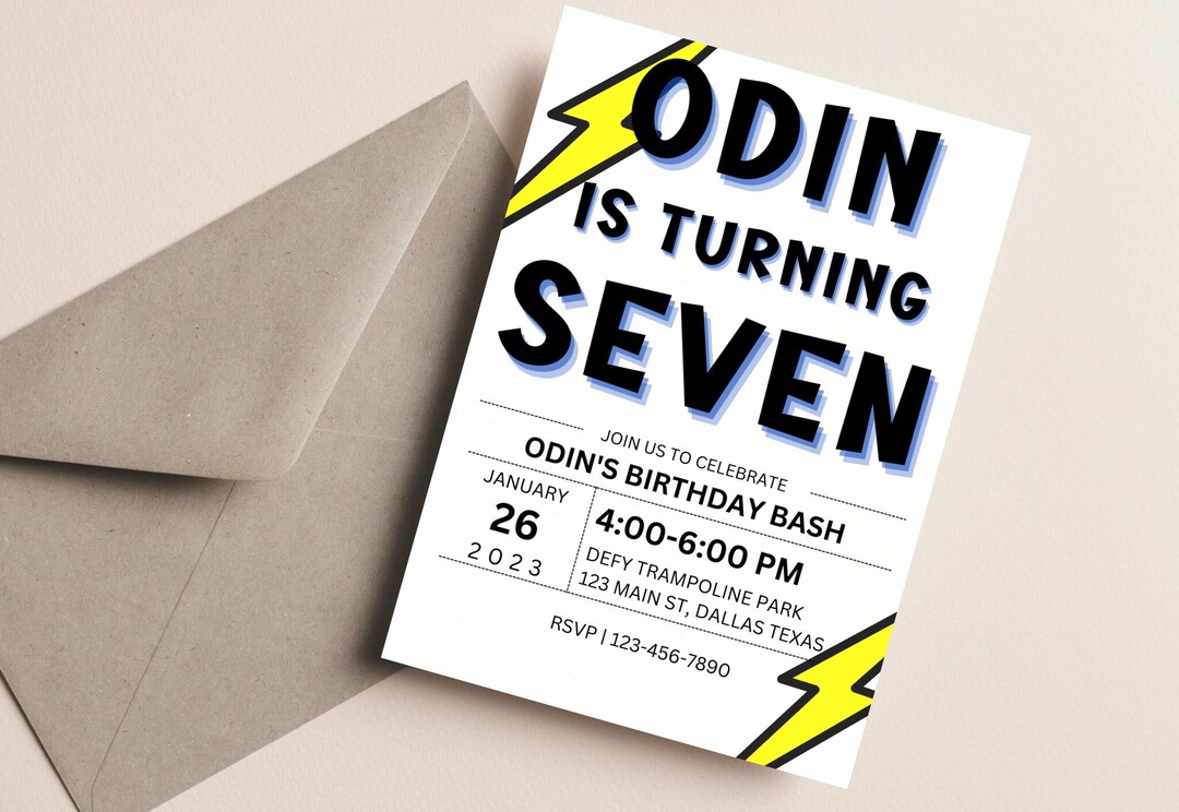 Boy's Birthday Invitation, Lightning Themed Party Invite, Instant ...